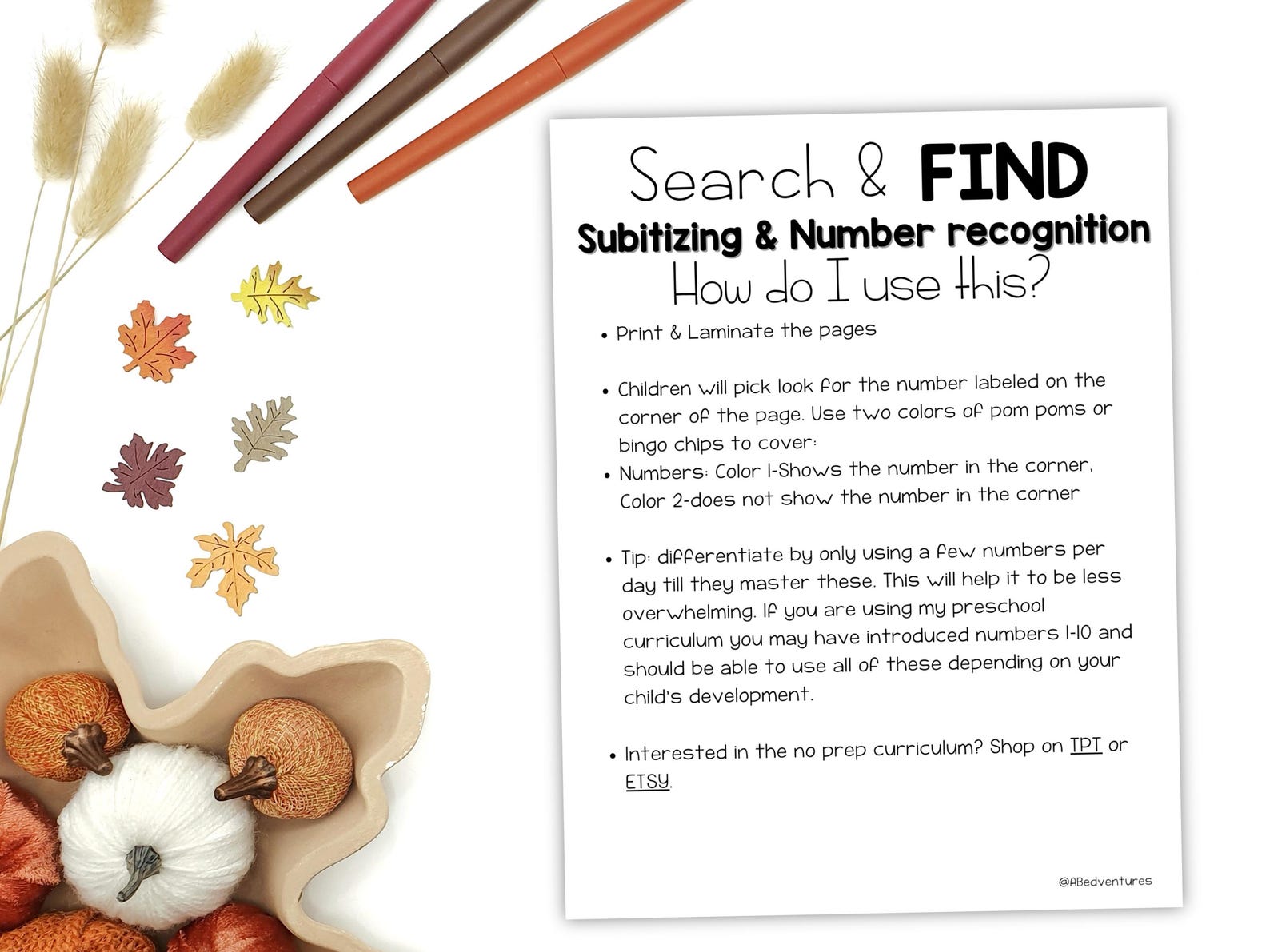 Thanksgiving Number Search Activity | Preschool Kindergarten Counting 1 ...