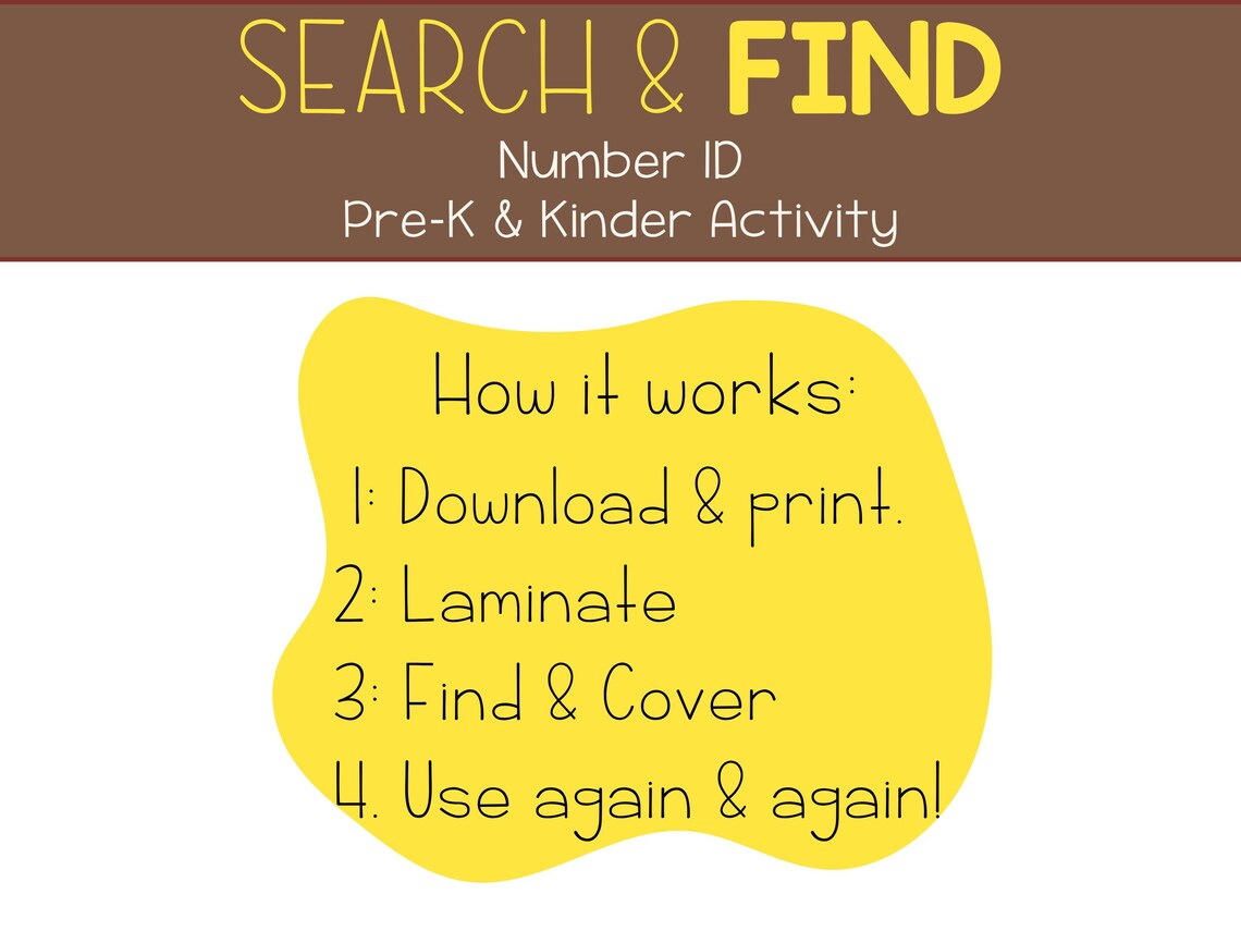 Thanksgiving Number Search Activity | Preschool Kindergarten Counting 1 ...
