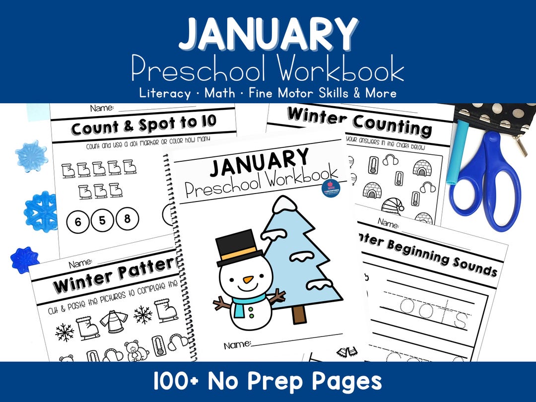 Winter Preschool Curriculum Worksheets for January: Letters, Writing ...