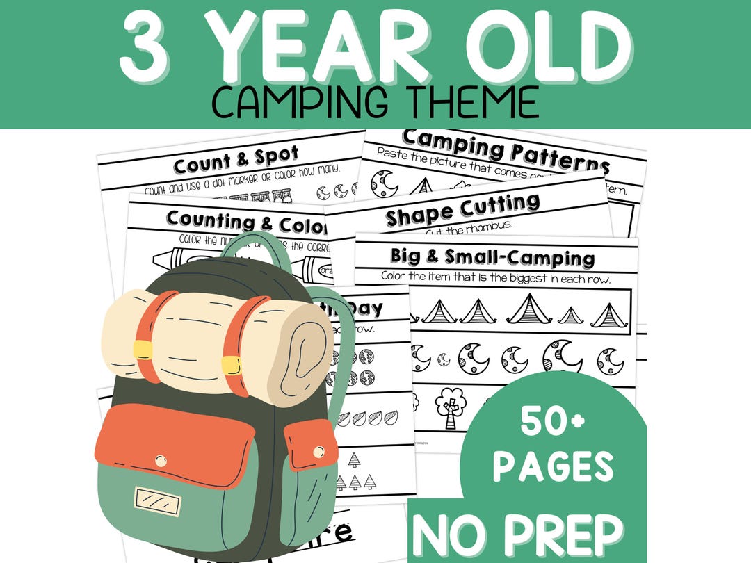Camping Theme Preschool Worksheets, Nature Activity, Age 3 (digital ...