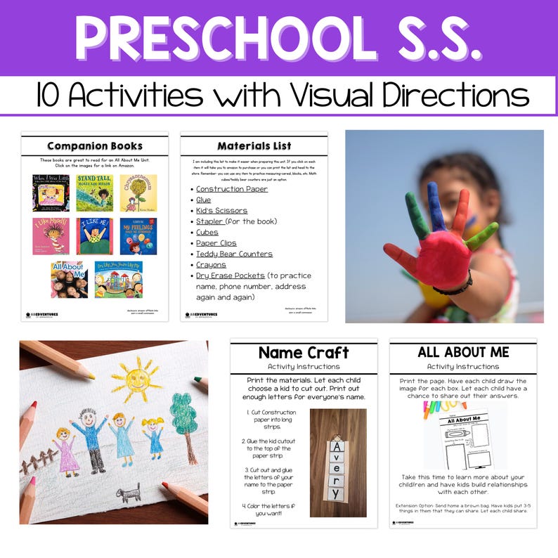 All About Me Preschool Unit Study: Preschool Homeschool Curriculum (PDF ...
