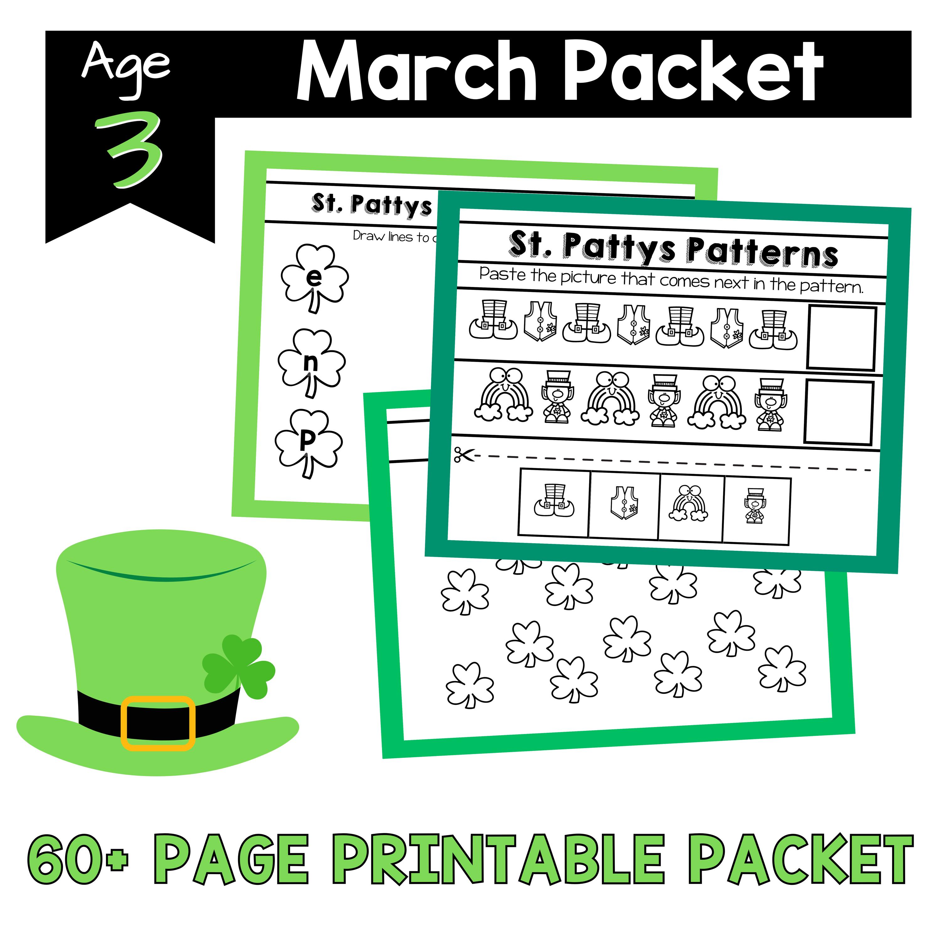 Preschool March Packet Age 3, Preschool Curriculum, Pre-k Curriculum ...