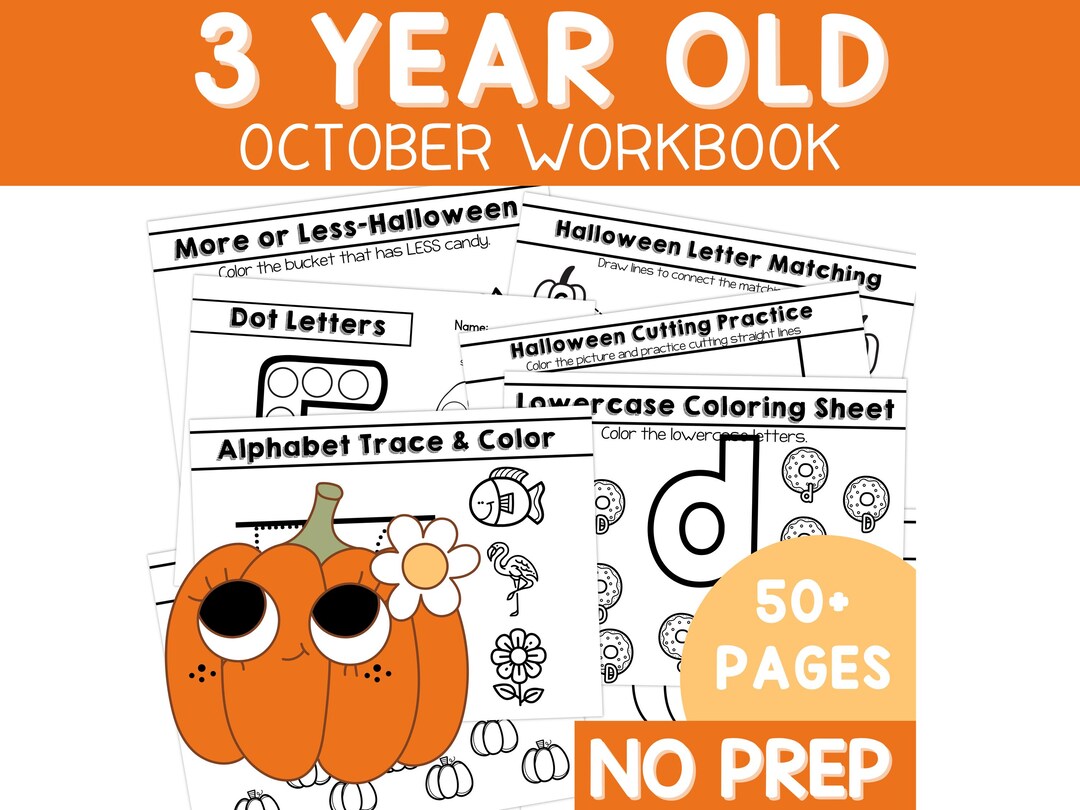 Age 3 Halloween Worksheets October Packet 3 Year Old Curriculum ...