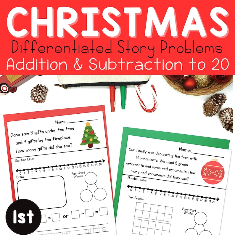 1st Grade Math Worksheets Word Problem of the Day Bundle: Addition ...