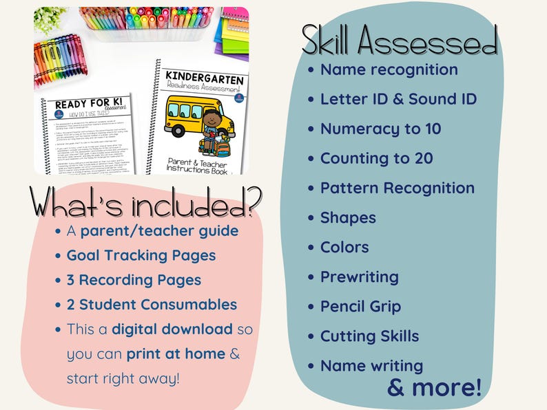 Kindergarten Readiness Assessment: Preschool Skills Test and Checklist ...