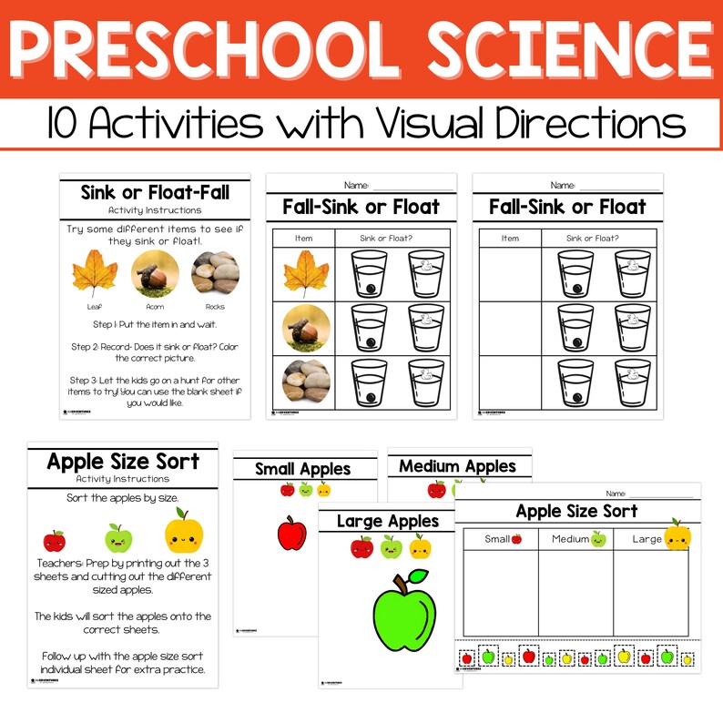 Apples Preschool Unit Study: Fall Science Activities (digital Download ...