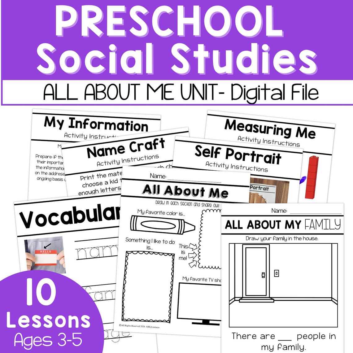 All About Me Preschool Unit Study: Preschool Homeschool Curriculum (PDF ...