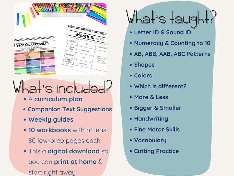 3 Year Old Preschool Curriculum Lesson Plans and Worksheets: Homeschool, Pre-k 3 & Toddler ...