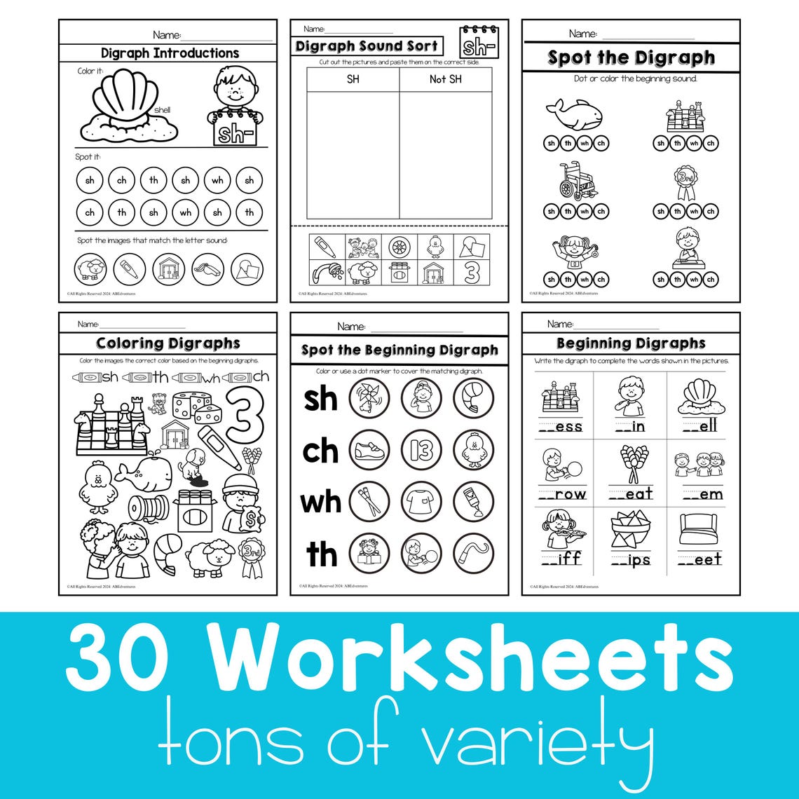 Beginning Digraphs Worksheets Phonics Digraphs Activities Kindergarten ...