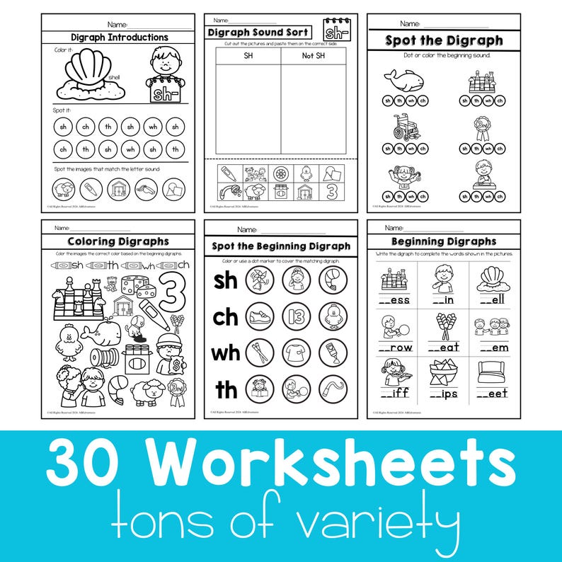 Beginning Digraphs Worksheets Phonics Digraphs Activities Kindergarten ...