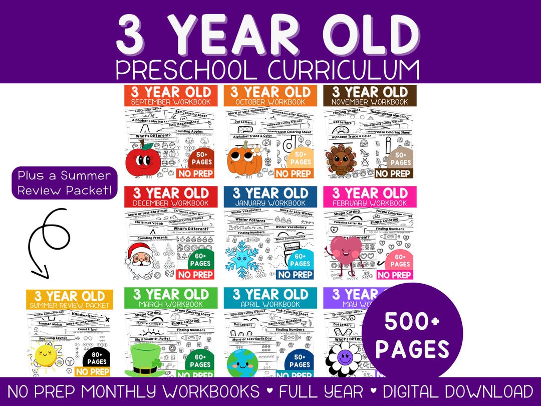 Toddler Preschool Curriculum and Lesson Plans & Worksheets for 3 Year ...