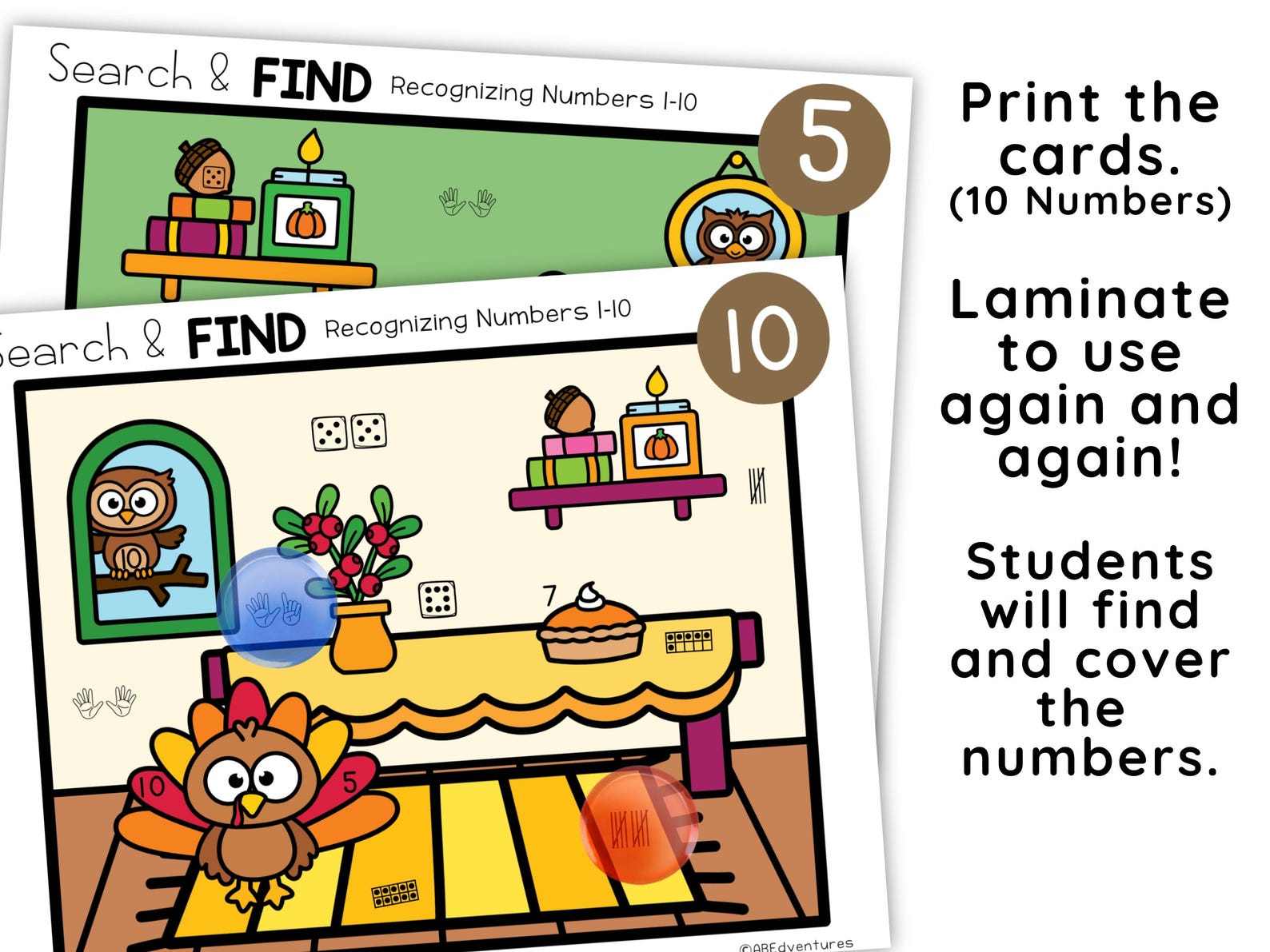 Thanksgiving Number Search Activity | Preschool Kindergarten Counting 1 ...