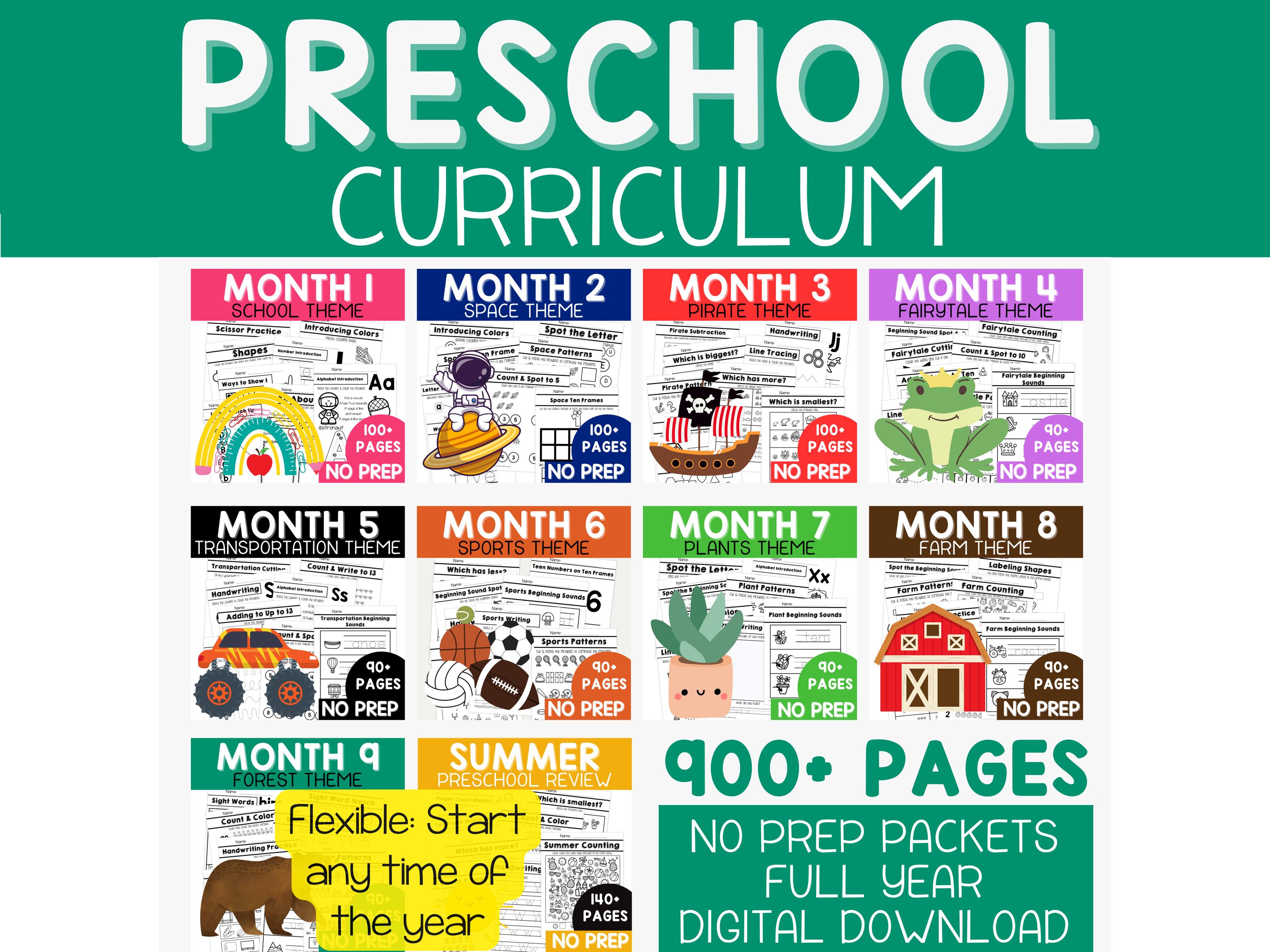 Preschool Worksheets Organized Full Year Preschool Curriculum Pre-k ...