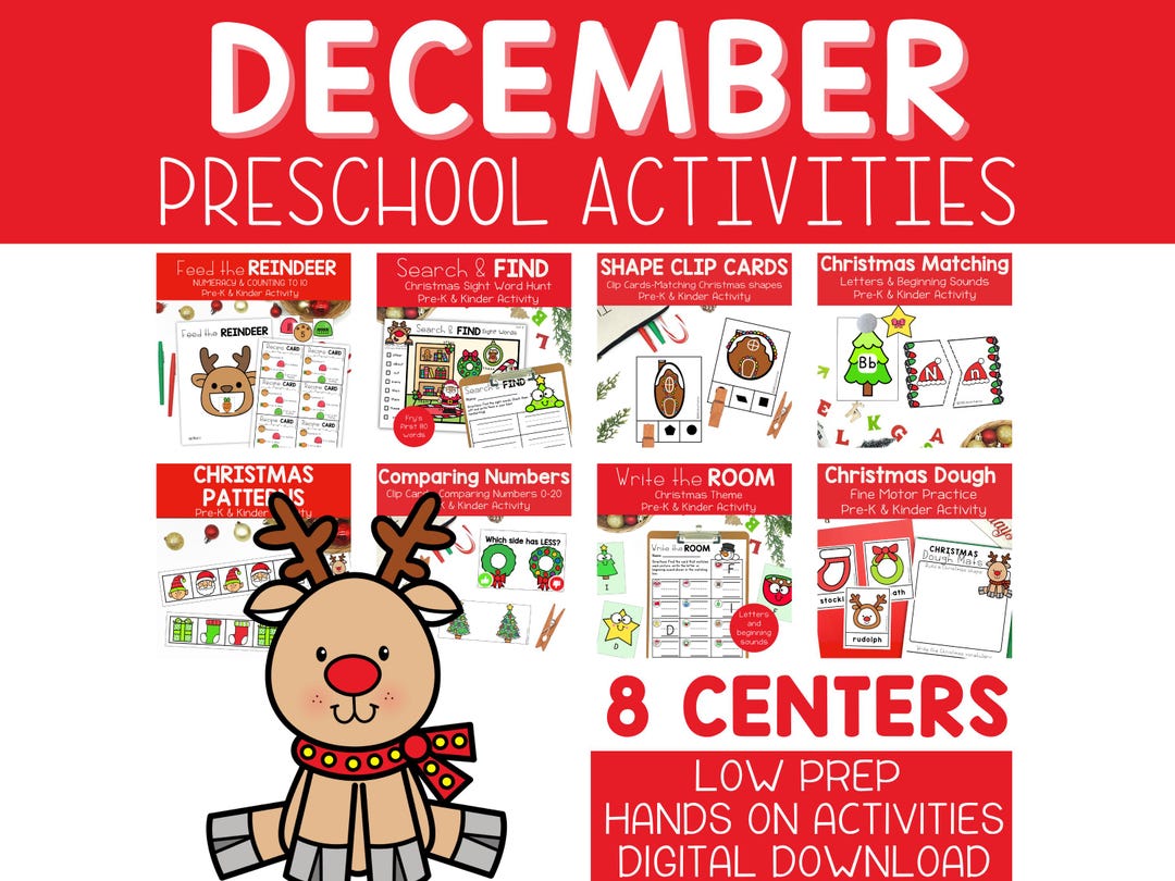 Preschool Christmas Activities Bundle: Low Prep Centers for December ...