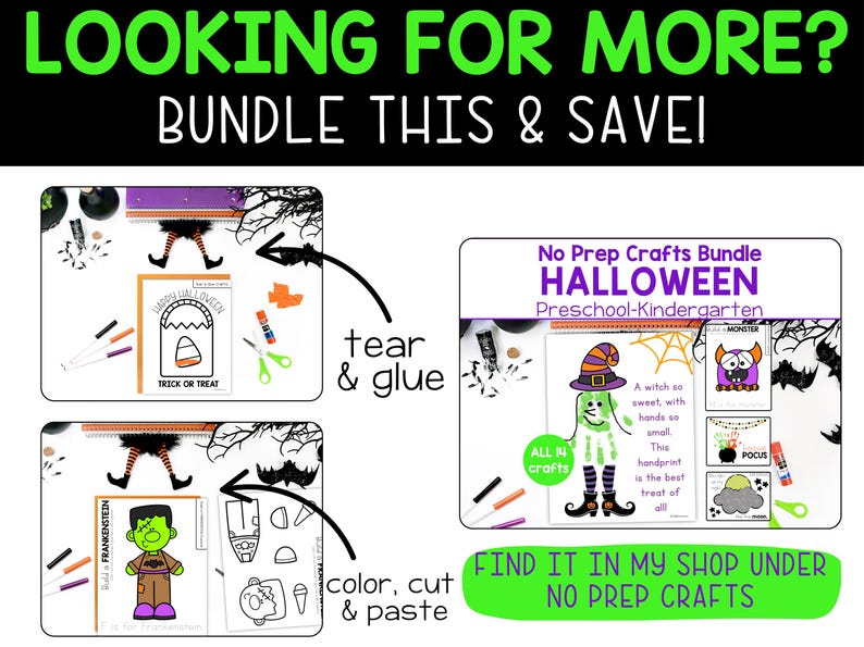 Halloween Handprint Art Bundle, Printable Handprint Crafts, Ghost ...
