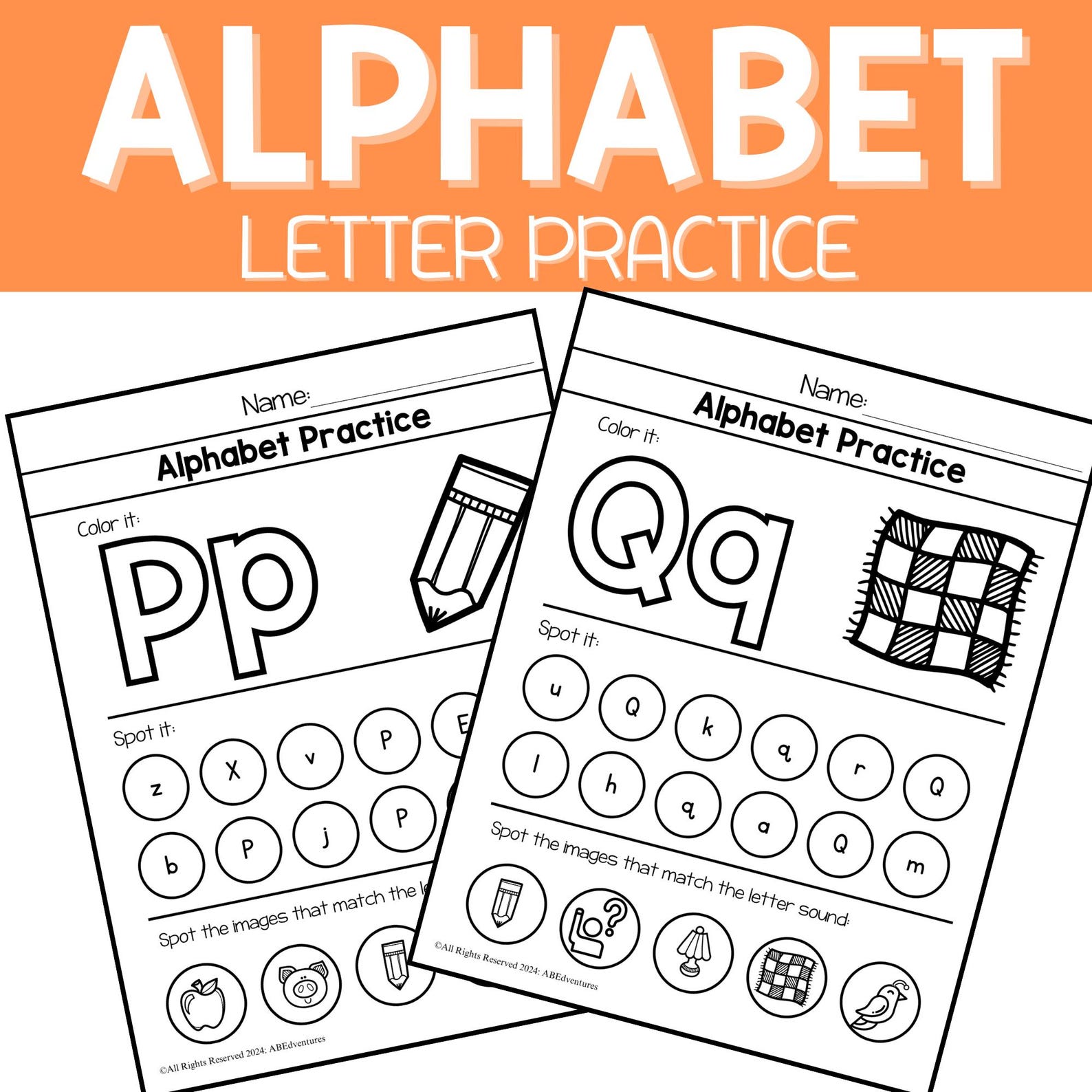 Alphabet Letter Practice Coloring Pages: Pre-k Homeschool (digital ...