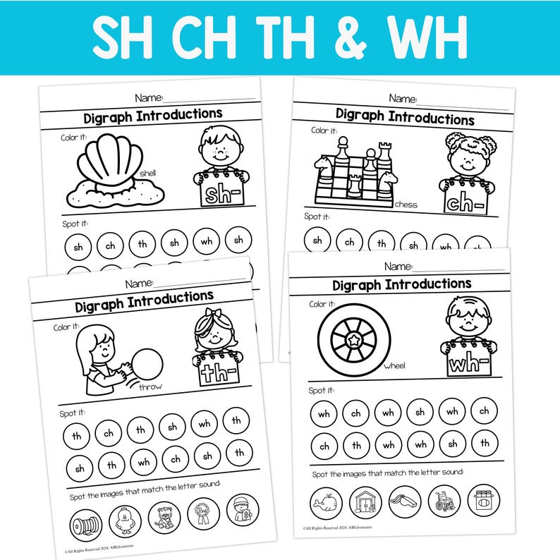 Beginning Digraphs Worksheets Phonics Digraphs Activities Kindergarten ...