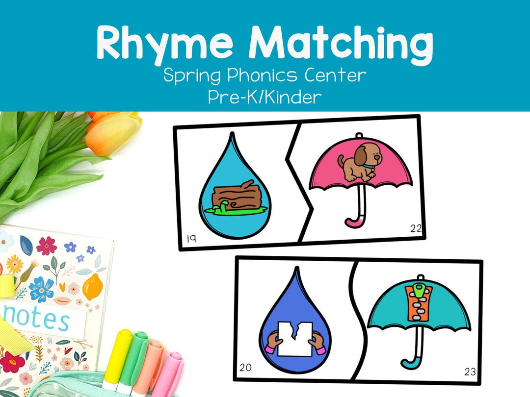 Spring Rhyming Words Matching Activities Kindergarten Center Montessori ...