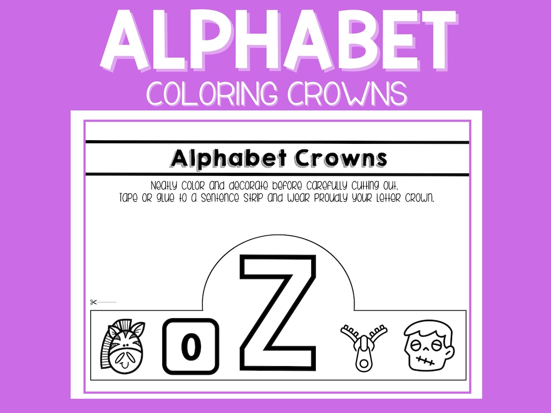 Alphabet Coloring Crowns: Beginning Sound Worksheets (digital Download ...