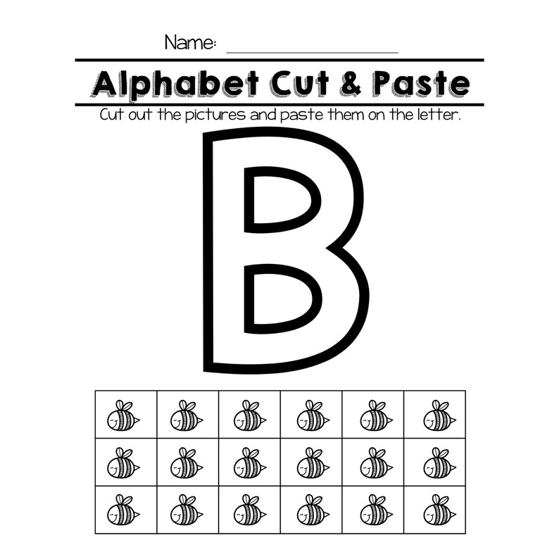 Alphabet Cut and Paste Worksheets: Preschool Kindergarten Curriculum ...