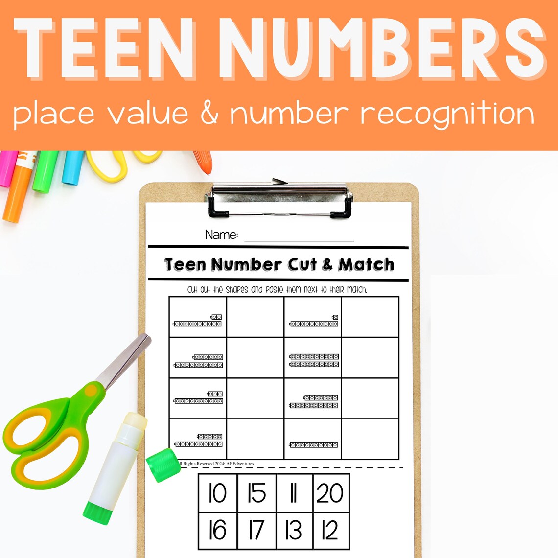 Teen Numbers Math Worksheets: Place Value, Number Recognition (PDF) - Etsy