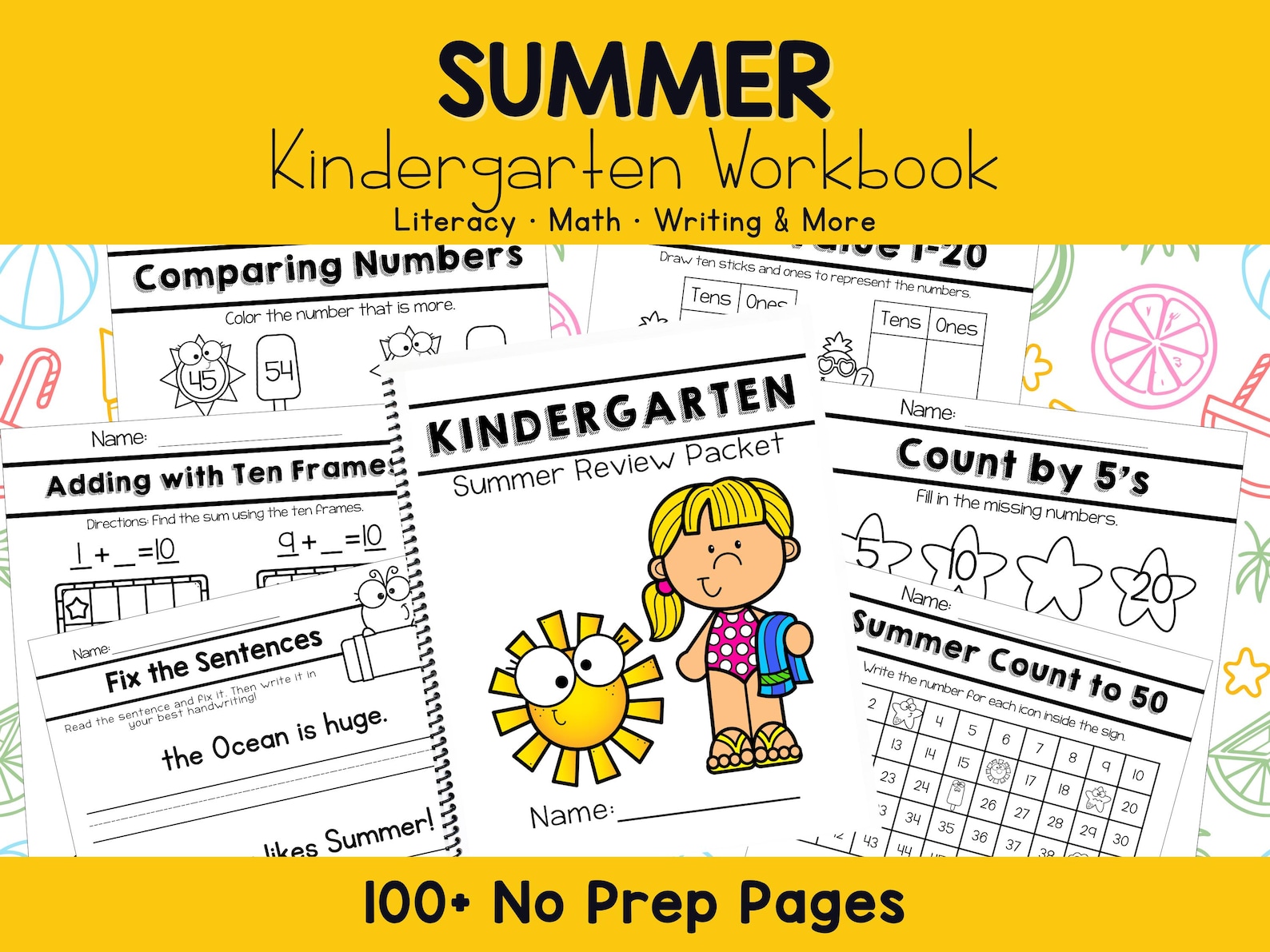 Kindergarten Worksheets Summer Review Kindergarten Review Packet Get ...