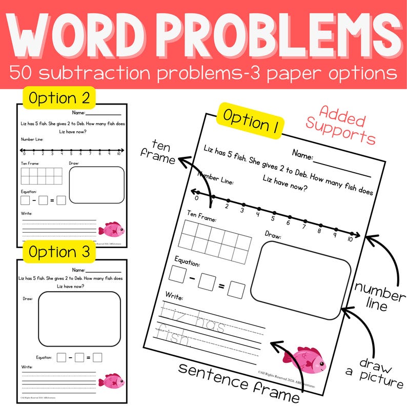 Addition Subtraction Word Problems: Kindergarten Math Worksheets ...