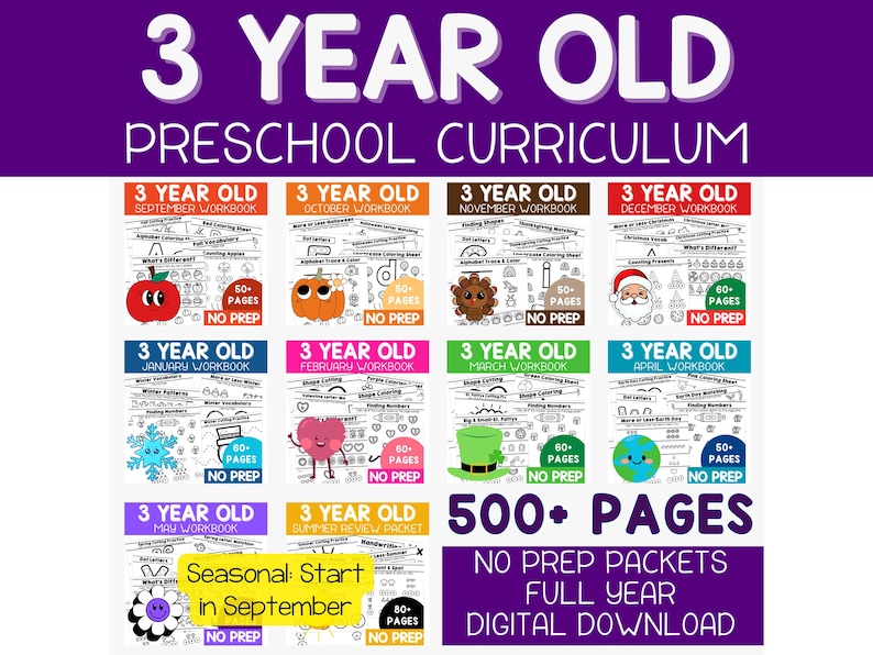 Toddler Preschool Curriculum and Lesson Plans & Worksheets for 3 Year ...