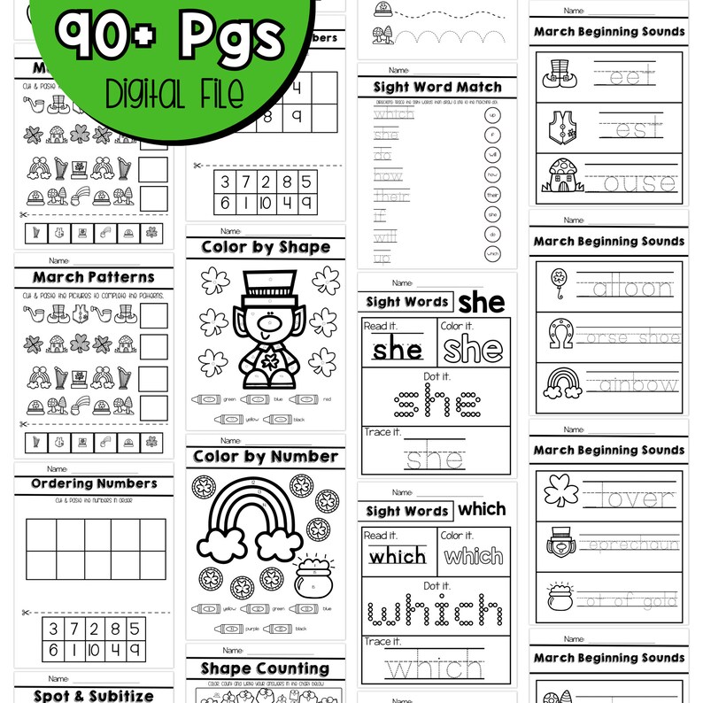 March Pre-k Curriculum, Preschool Curriculum, Busy Book Learning Binder ...