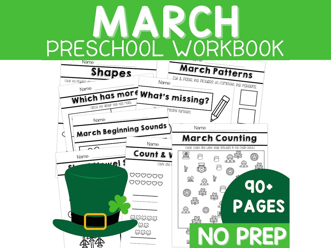 March Pre-k Curriculum, Preschool Curriculum, Busy Book Learning Binder ...
