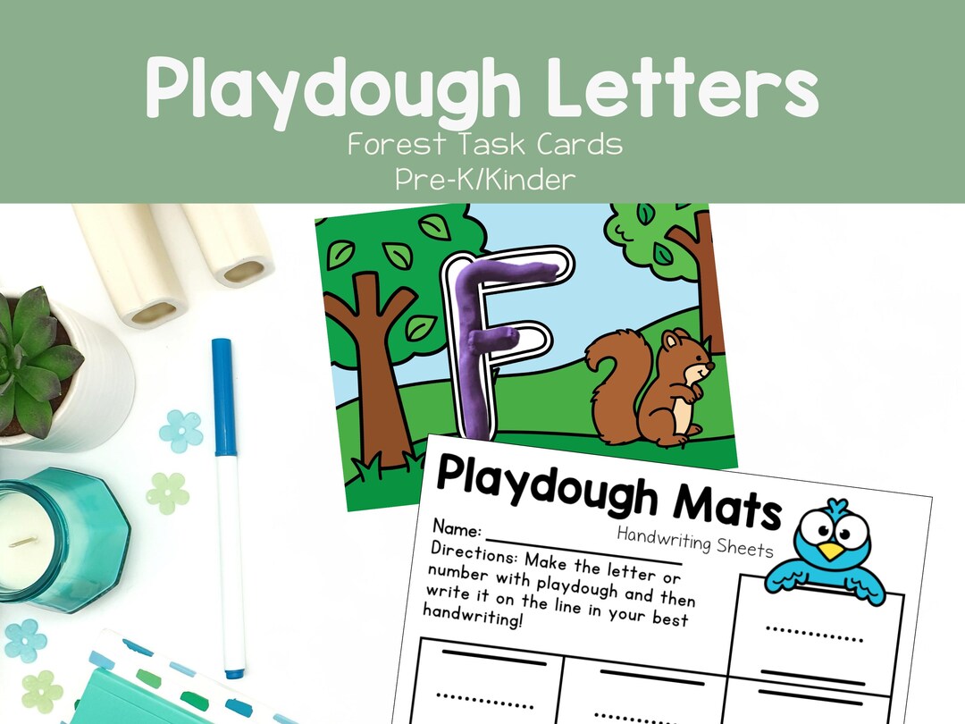Preschool Forest Camping Playdough Mats Handwriting Practice Activity ...
