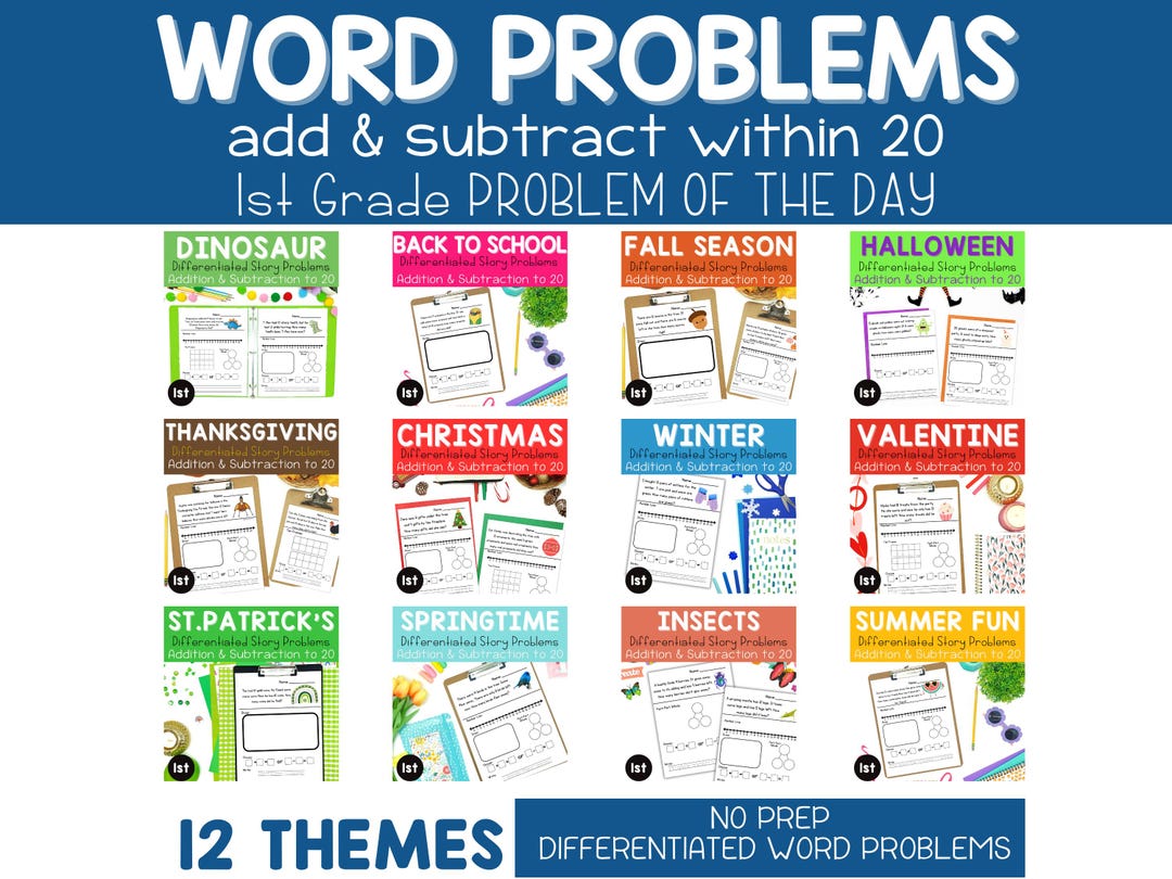 1st Grade Math Worksheets Word Problem of the Day Bundle: Addition ...