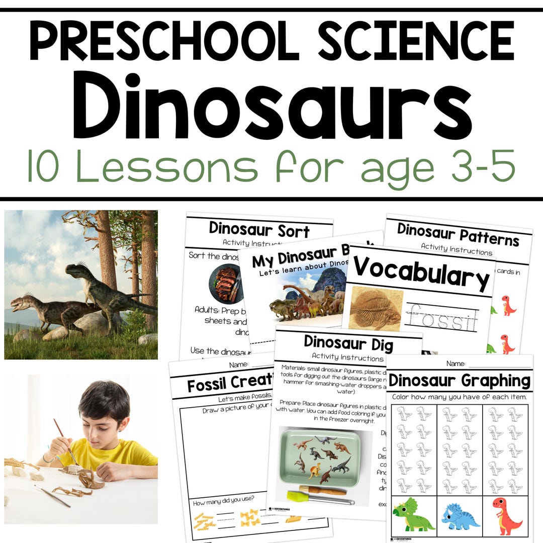Dinosaur Unit Study, Preschool Homeschool Curriculum (digital Download ...