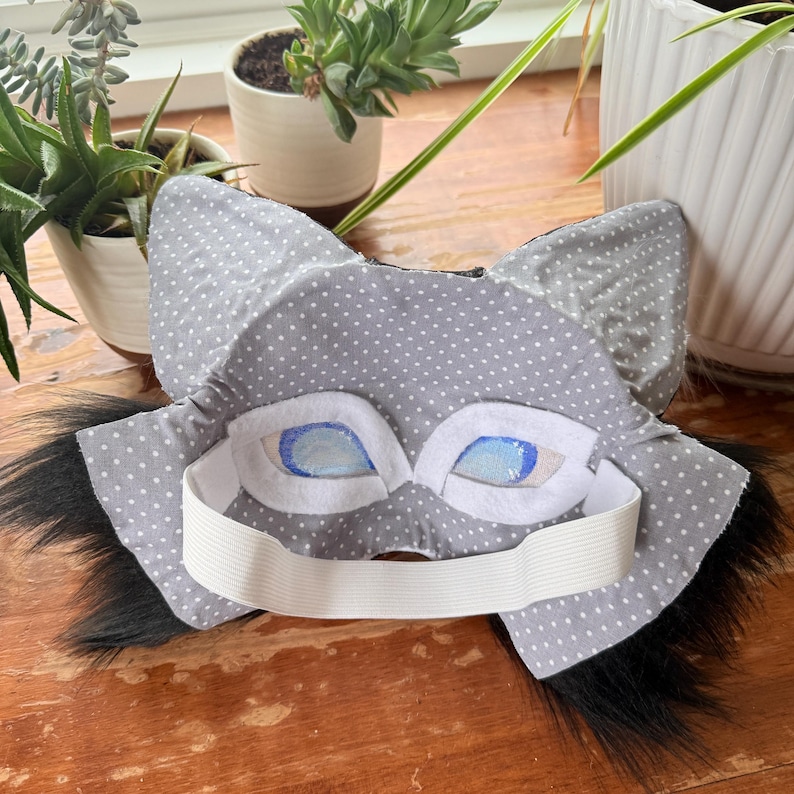 Therian Tuxedo Black and White Cat Mask - Etsy
