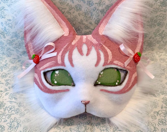 Therian Mask Pink Strawberry Cat - Etsy