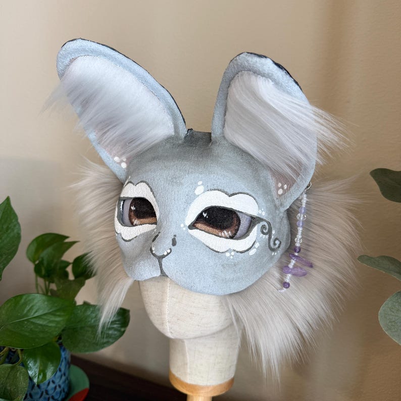 Therian Gray Bunny Rabbit Mask - Etsy