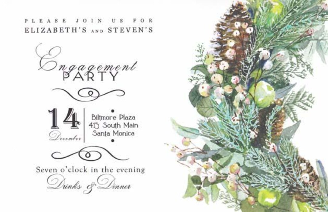 3-1763 Mixed Botanicals Christmas Oddballs Invitation - Etsy