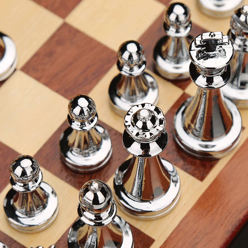 Handmade Metal Medieval Chess Set With Wooden Board, Premium Large ...