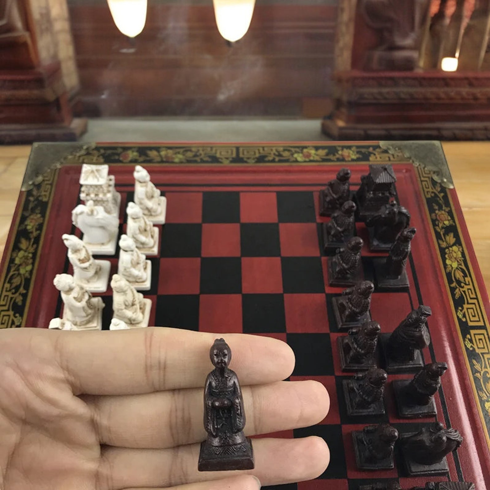 Vintage Oriental Warriors Chess Set, Handcrafted Resin Chess Pieces ...