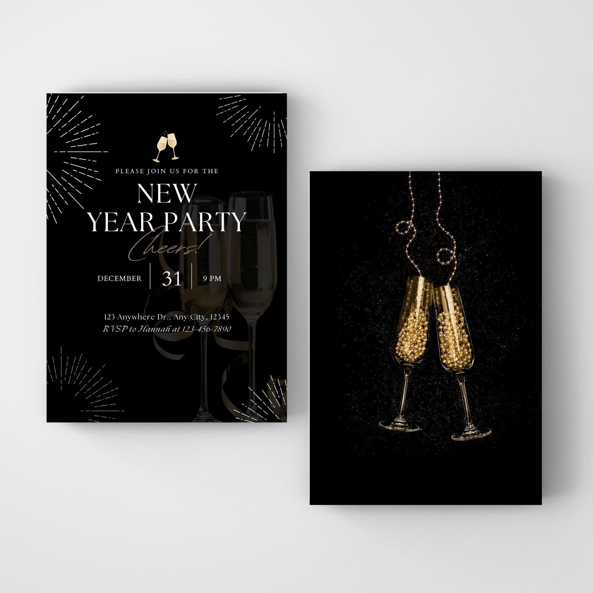 2025 New Years Party Invitation Template, NYE New Year's, Invitation ...