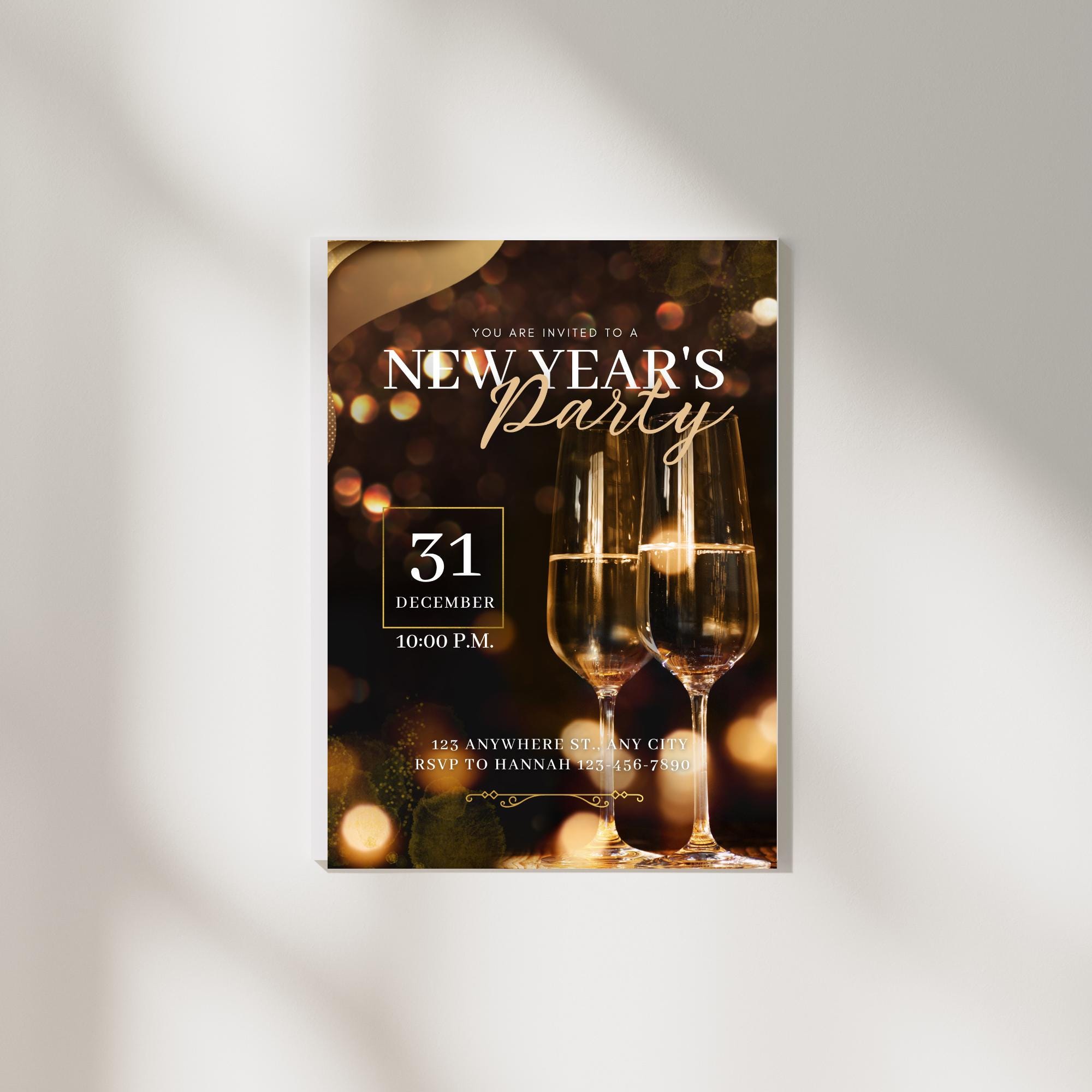 EDITABLE New Years Party Invitation, Printable 2025 New Years Eve Party ...