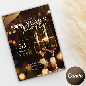 EDITABLE New Years Party Invitation, Printable 2025 New Years Eve Party ...