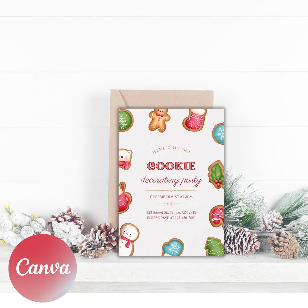 Editable Gingerbread Invitation Template, Christmas Decorating Party ...