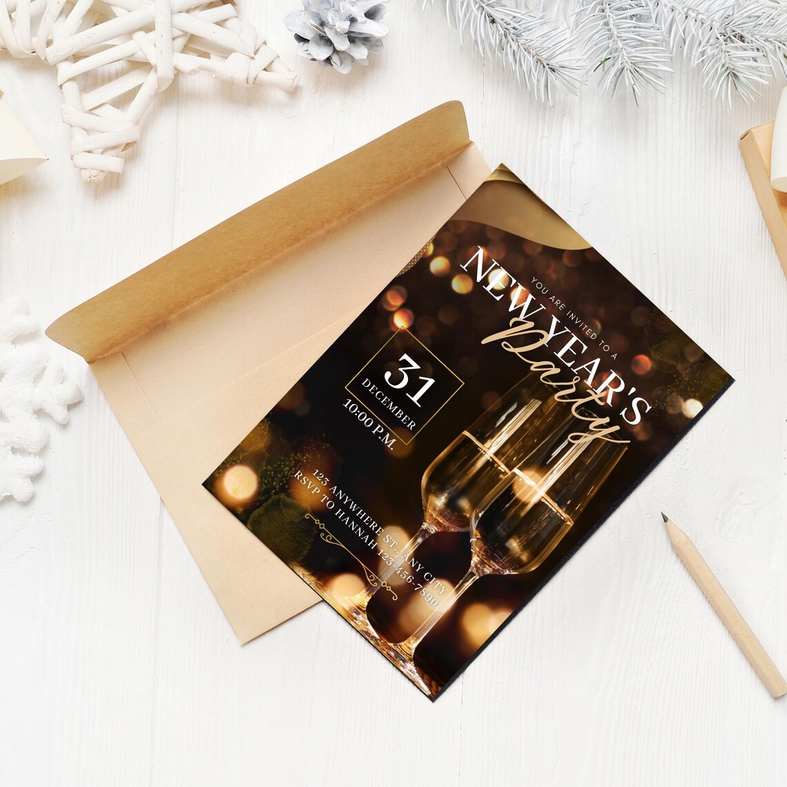 EDITABLE New Years Party Invitation, Printable 2025 New Years Eve Party ...