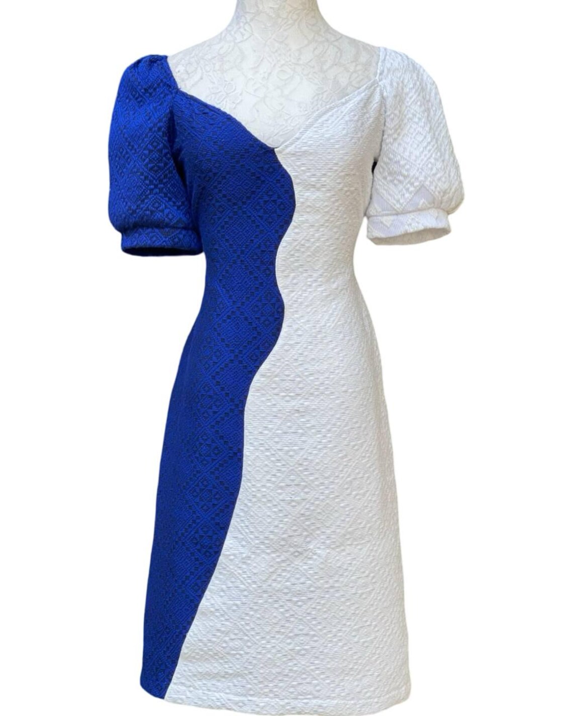 Filipiniana Puff Sleeve Two Toned Modern Dress Philippine Made - Etsy
