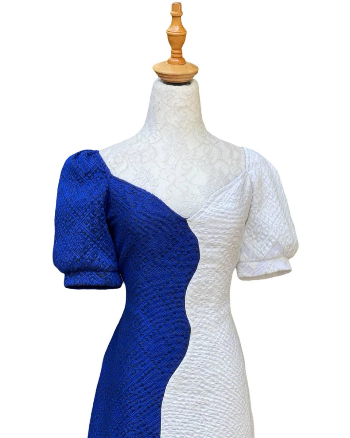 Filipiniana Puff Sleeve Two Toned Modern Dress Philippine Made - Etsy
