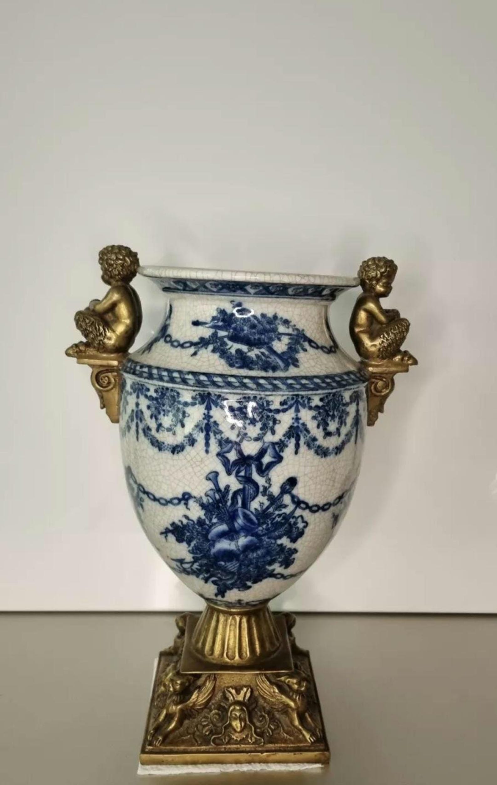 Wilson Porcelain. Gilt Mantel Vase Bronze Satyr. - Etsy