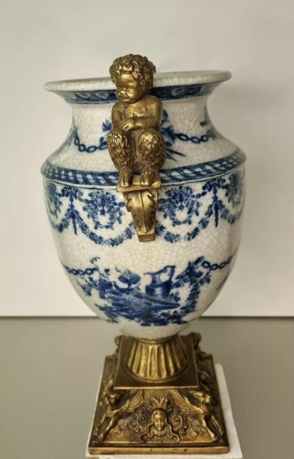 Wilson Porcelain. Gilt Mantel Vase Bronze Satyr. - Etsy