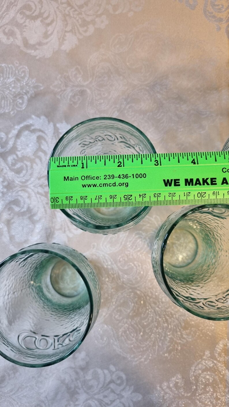 4 Vintage Glasess 16 Oz Coca-cola Glass Pebbled Dimpled Textured Green ...