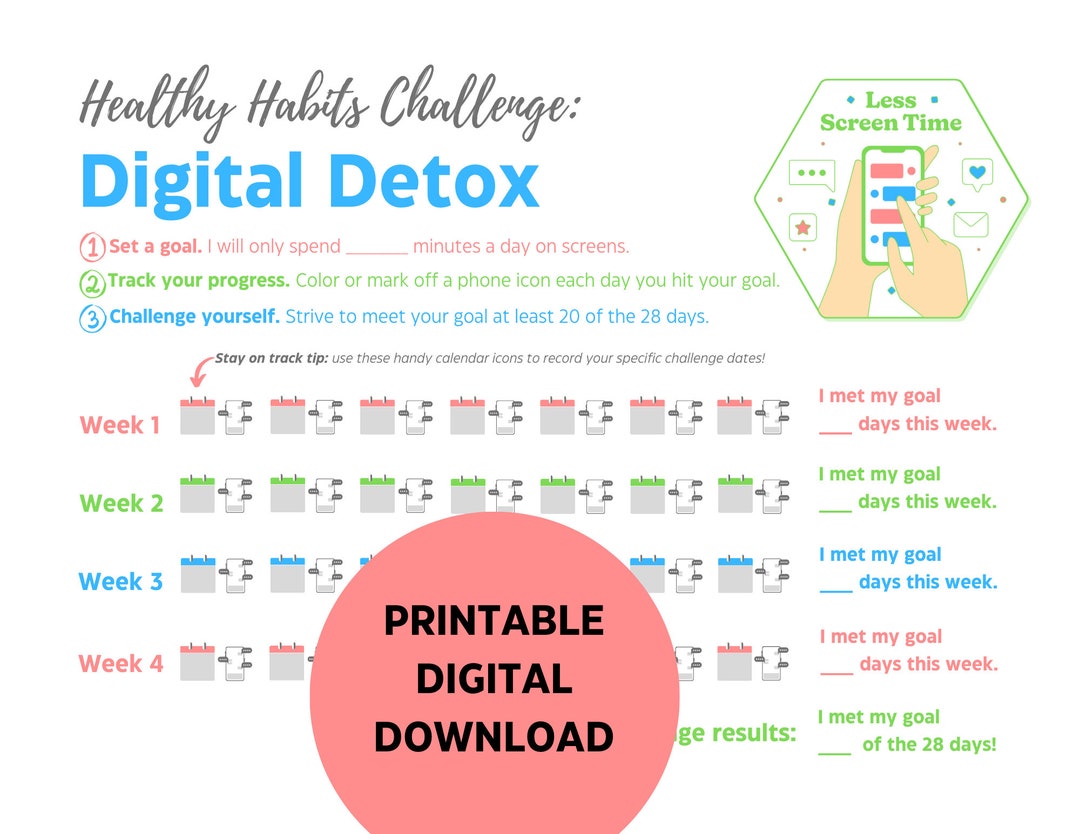 Digital Detox - Limit Screen Time Challenge - 28 Day Healthy Habits ...
